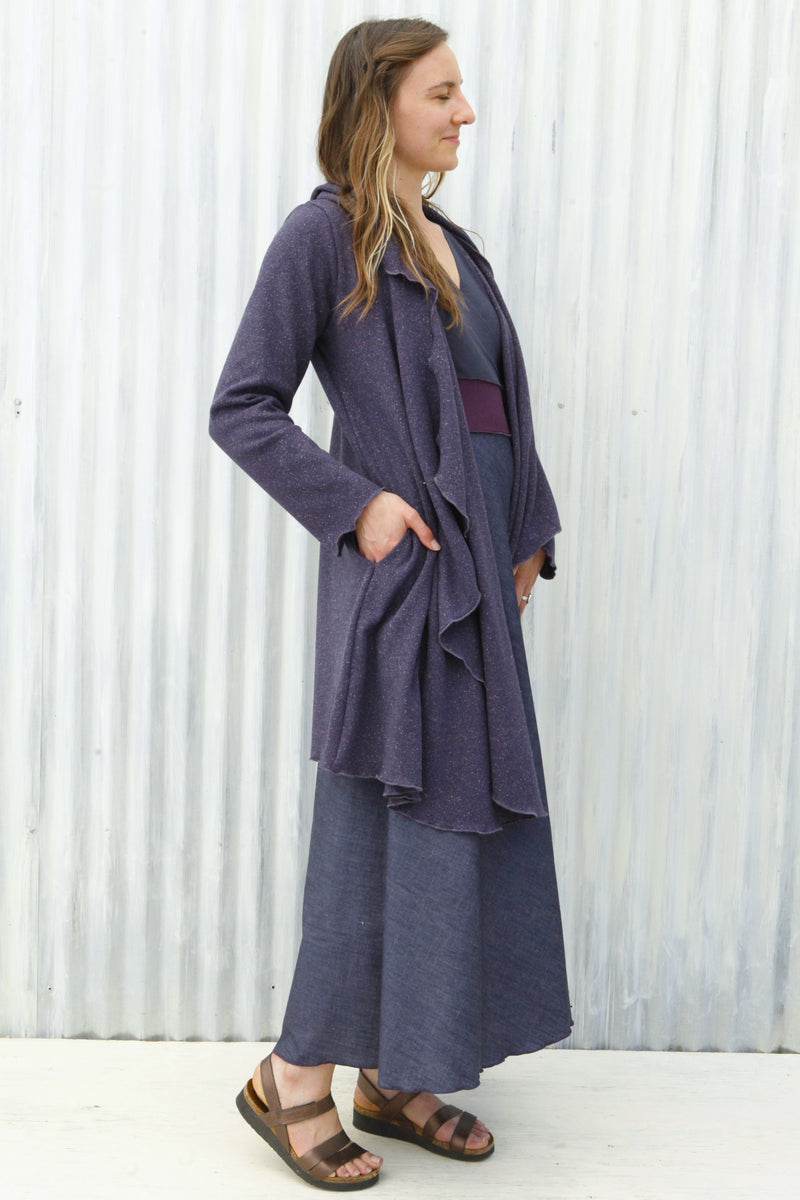Purple Traverse Duster - Made in MI USA from Wool, Silk, and Cotton